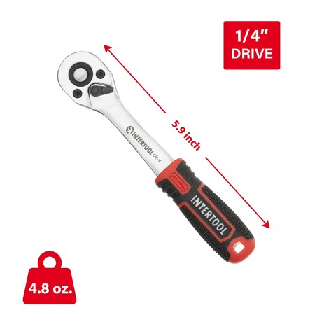 INTERTOOL 1/4 in Drive, 72-Tooth Teeth, Teardrop 5.9 in, Two Layer Nickel Coating - ET08-8001